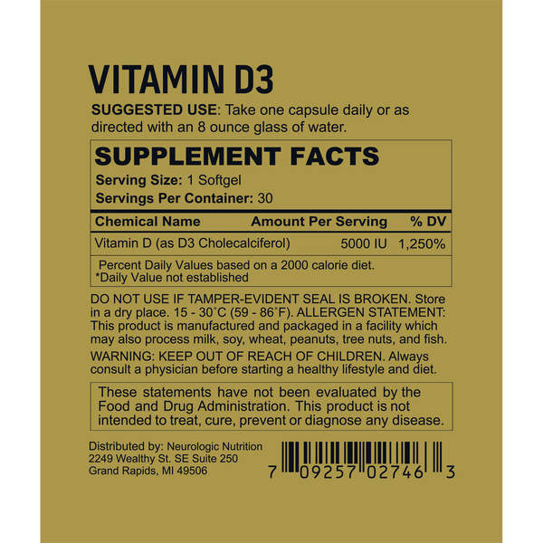 Vitamin D3 Gels - Neurologic Nutrition